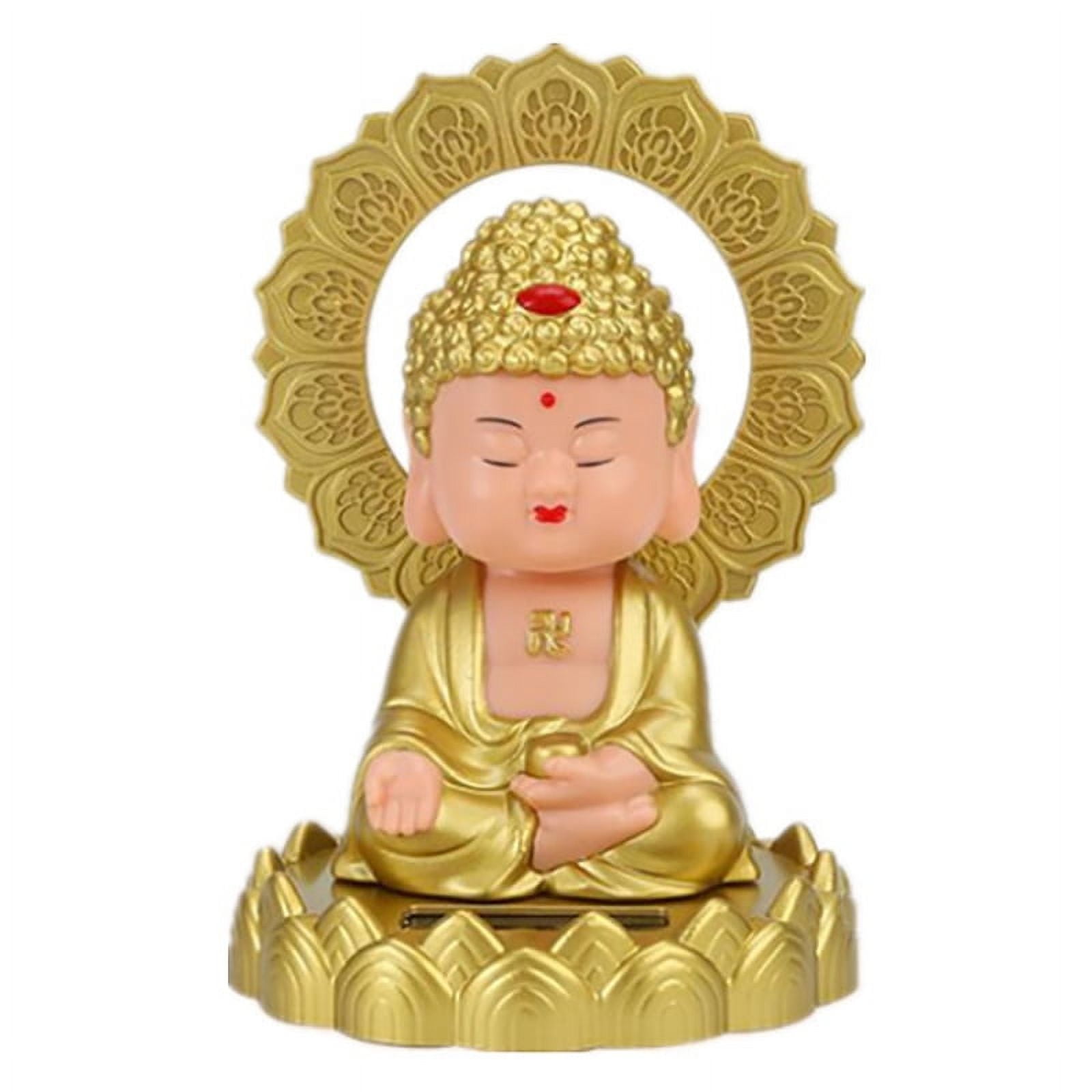Solar Nodding Buddha Statue Mascot Home Car Interior Office Decor Shui ...