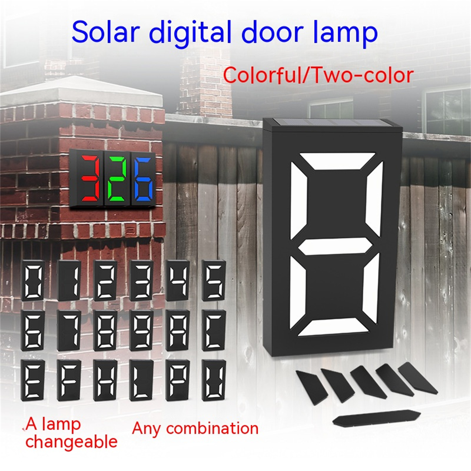 Solar Number Door Plate with Solar Panel IP65 Waterproof Auto On/Off ...