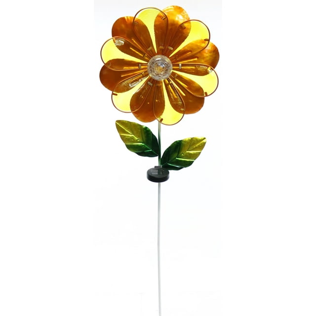 Solar Orange Flower Garden Stake - Walmart.com