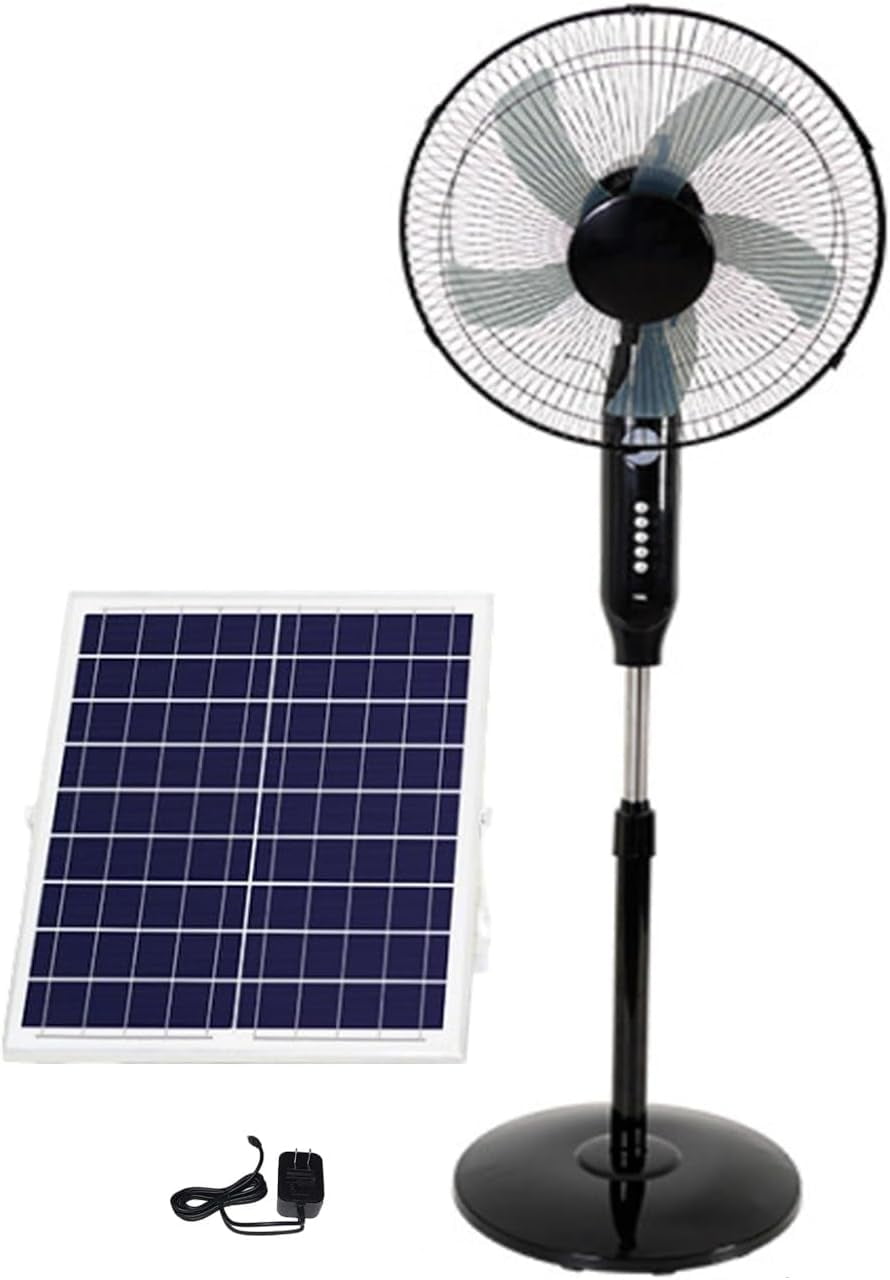 Solar Oscillating Standing Fan Portable Camping Fans with Solar Panel ...