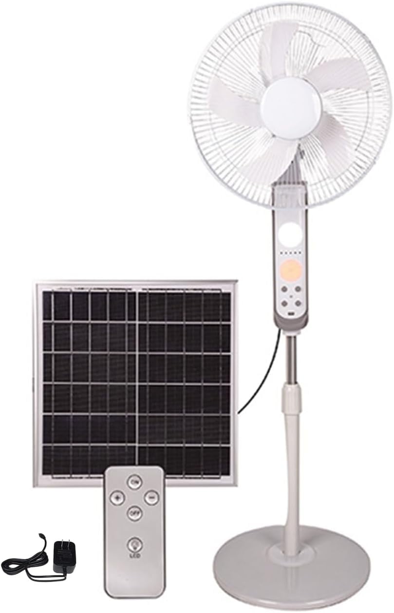 Solar Oscillating Standing Fan, Remote Control Floor Fan Portable Stand ...
