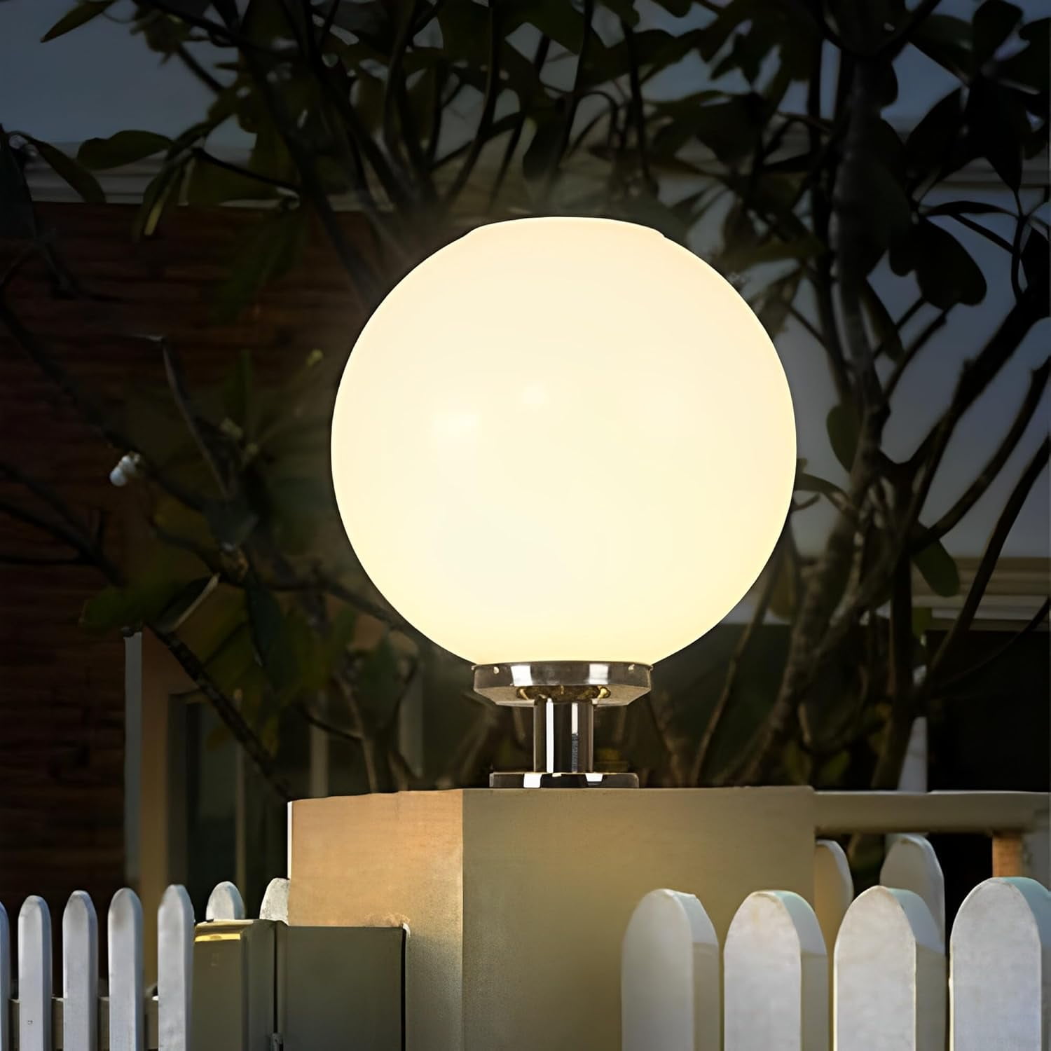 Solar Outdoor Column Lights - Stainless Steel Fence Pedestal Post Lamp ...