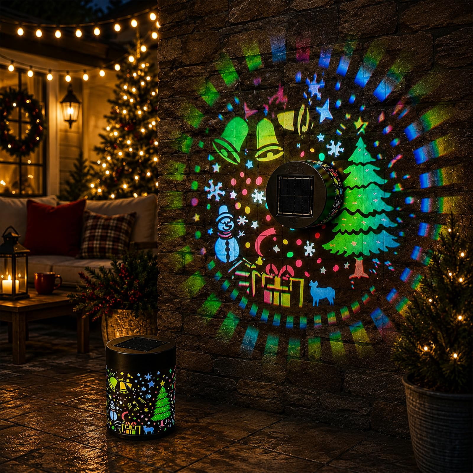 Solar Outdoor Decorative Wall Projection Light Christmas Decor ...