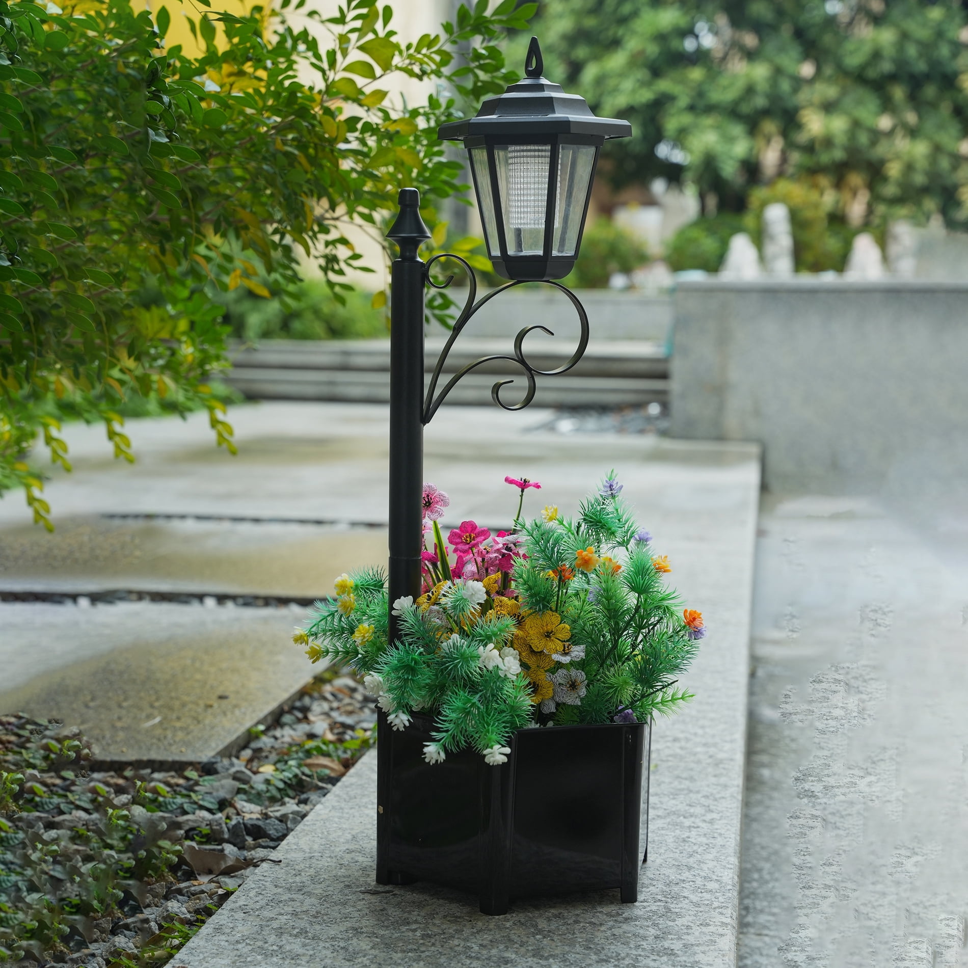Solar Powered Pathway Light with Decorative Flower Planter | IP44 ...