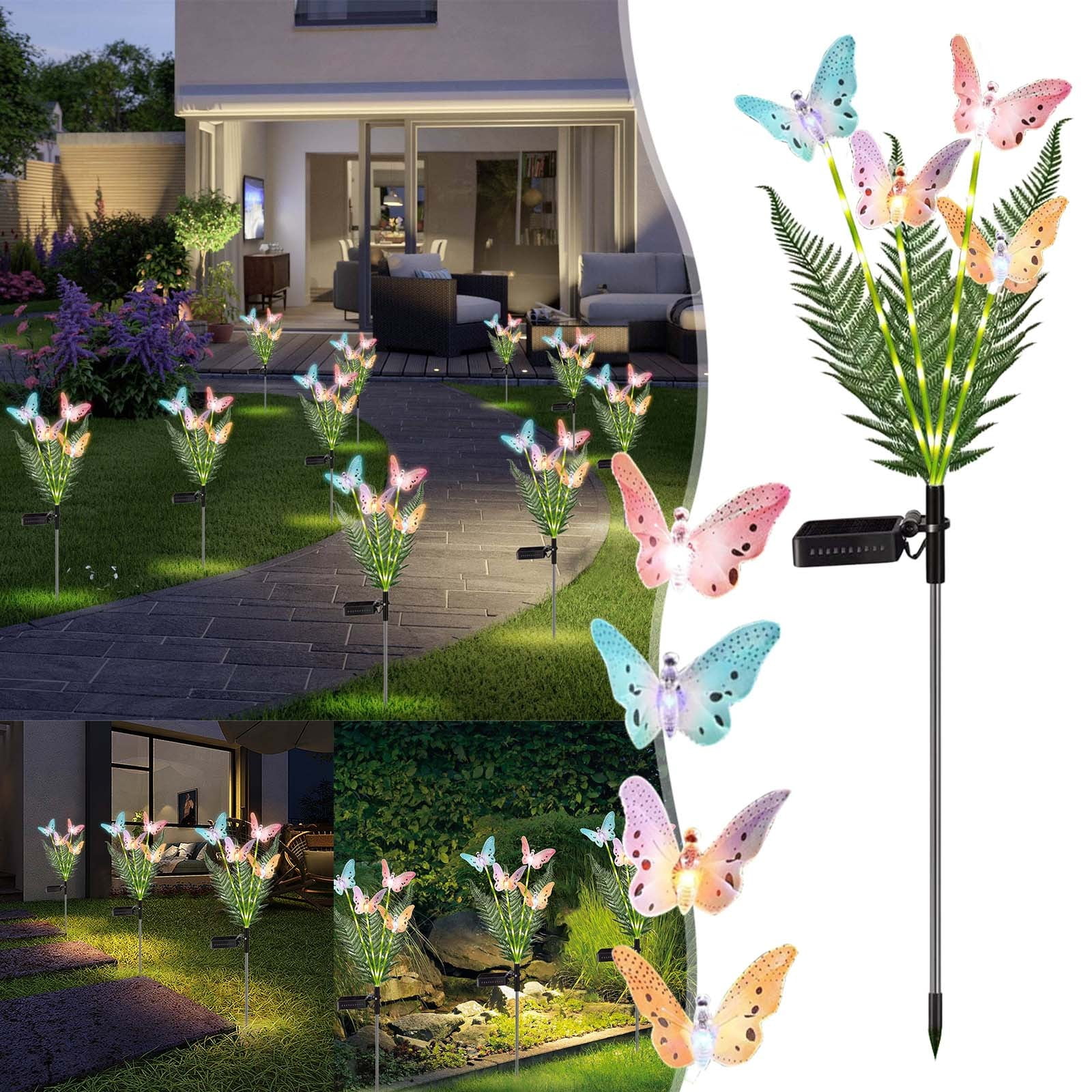 Solar Outdoor Garden Light, Waterproof Floor Decor, LED RGB Colorful ...