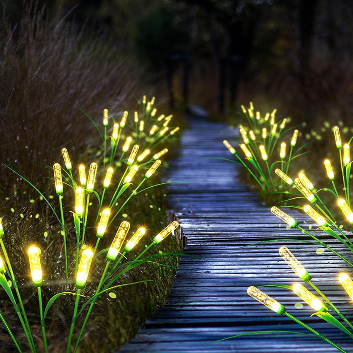Solar Outdoor Garden Lights, 2 Pack Solar Firefly Lights Upgraded ...