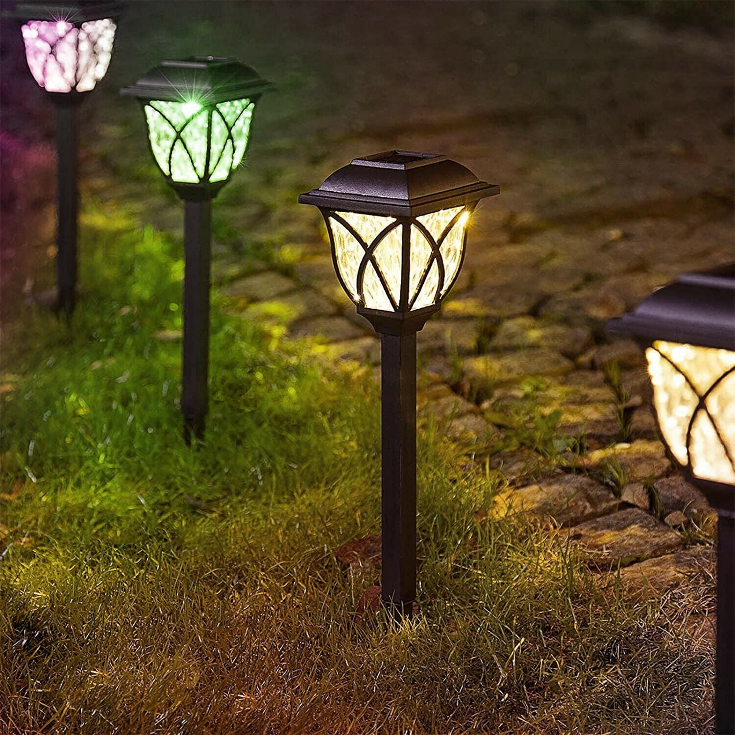 Solar Outdoor Garden Lights Led Stakes Landscape Yard Lawn Decorative ...