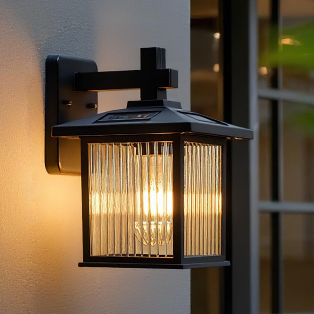 Solar Outdoor LED Wall Sconce Aluminum with Glass Exterior Wall Sconce ...