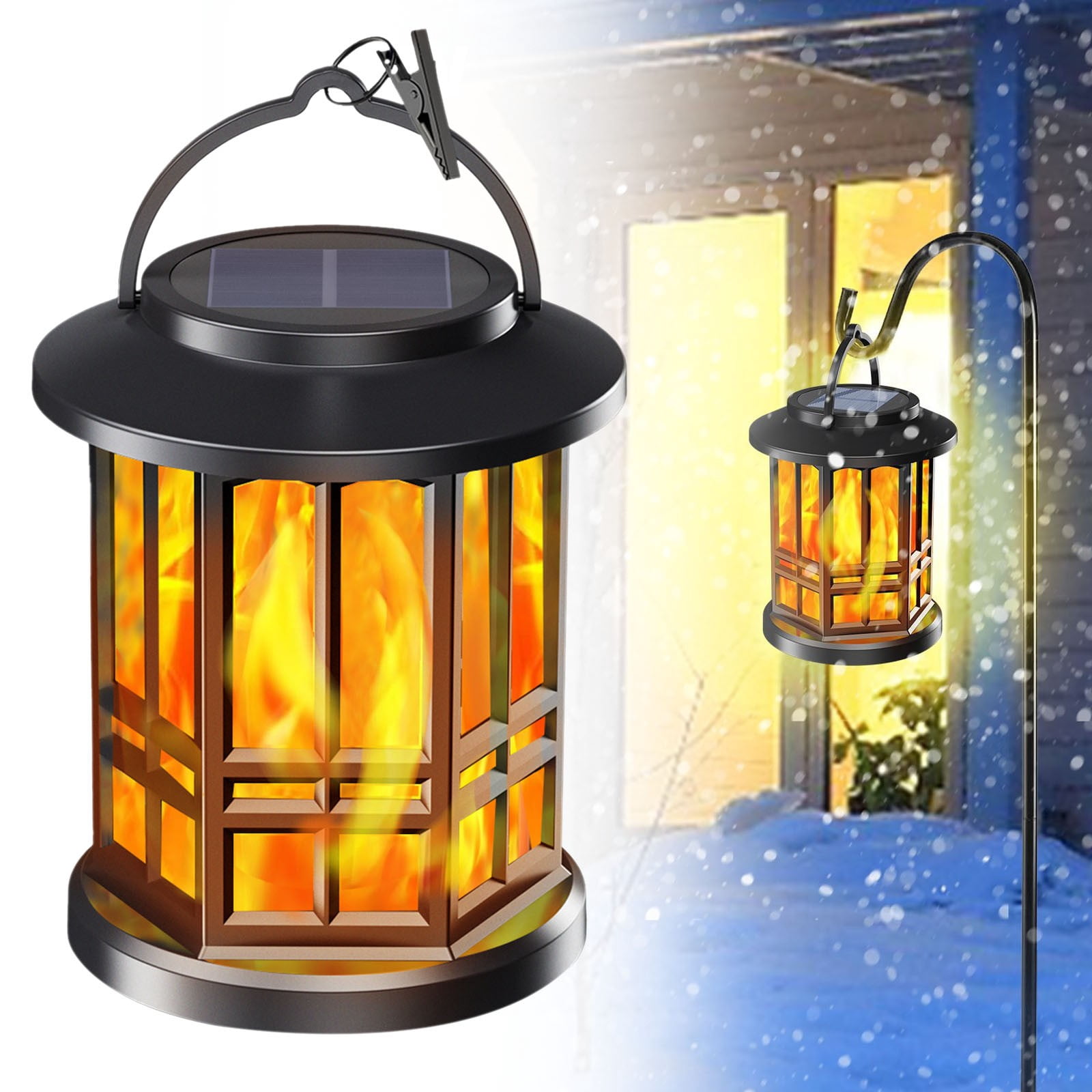 Solar Outdoor Lanterns Waterpoof, Flickering Flame Solar Lantern ...