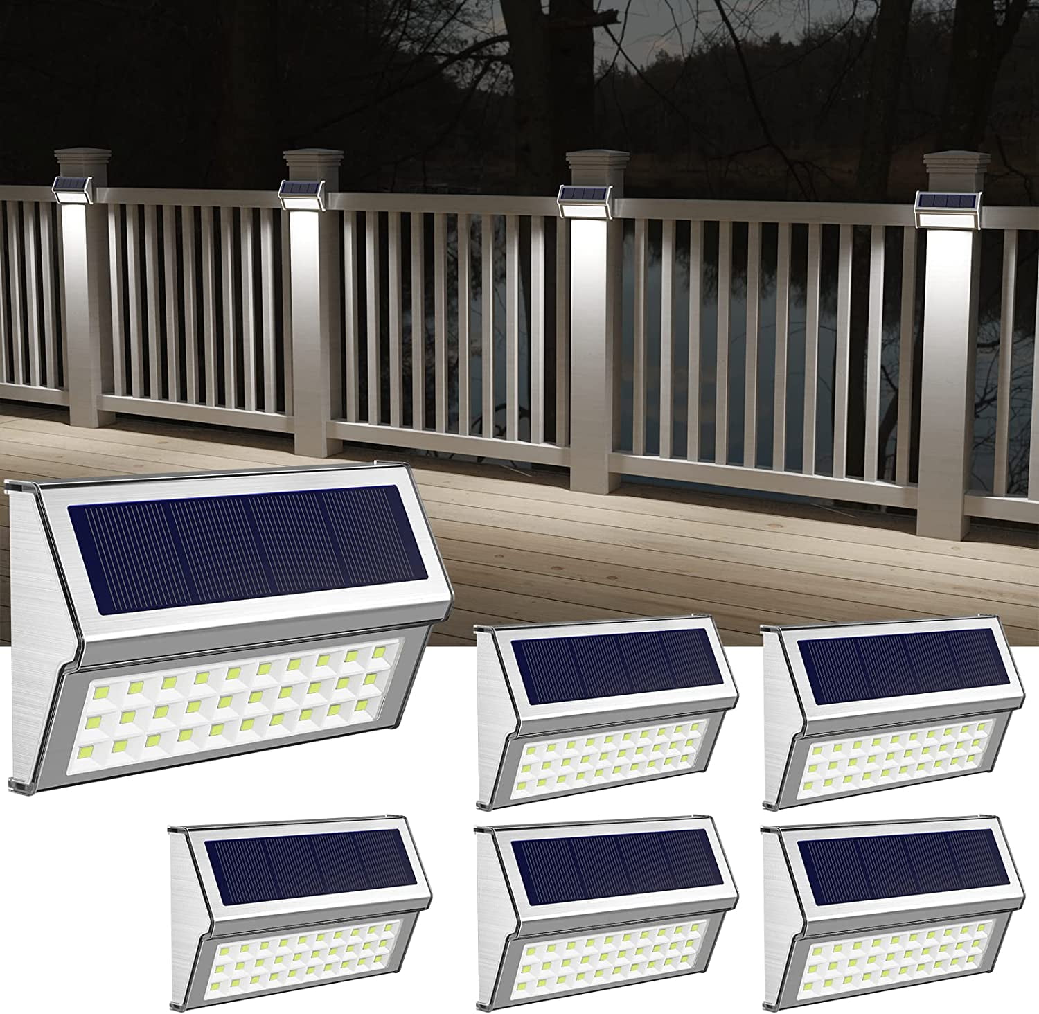 Solar Outdoor Lights, 10 Pack 30 LED Fence Lights Waterproof Solar ...