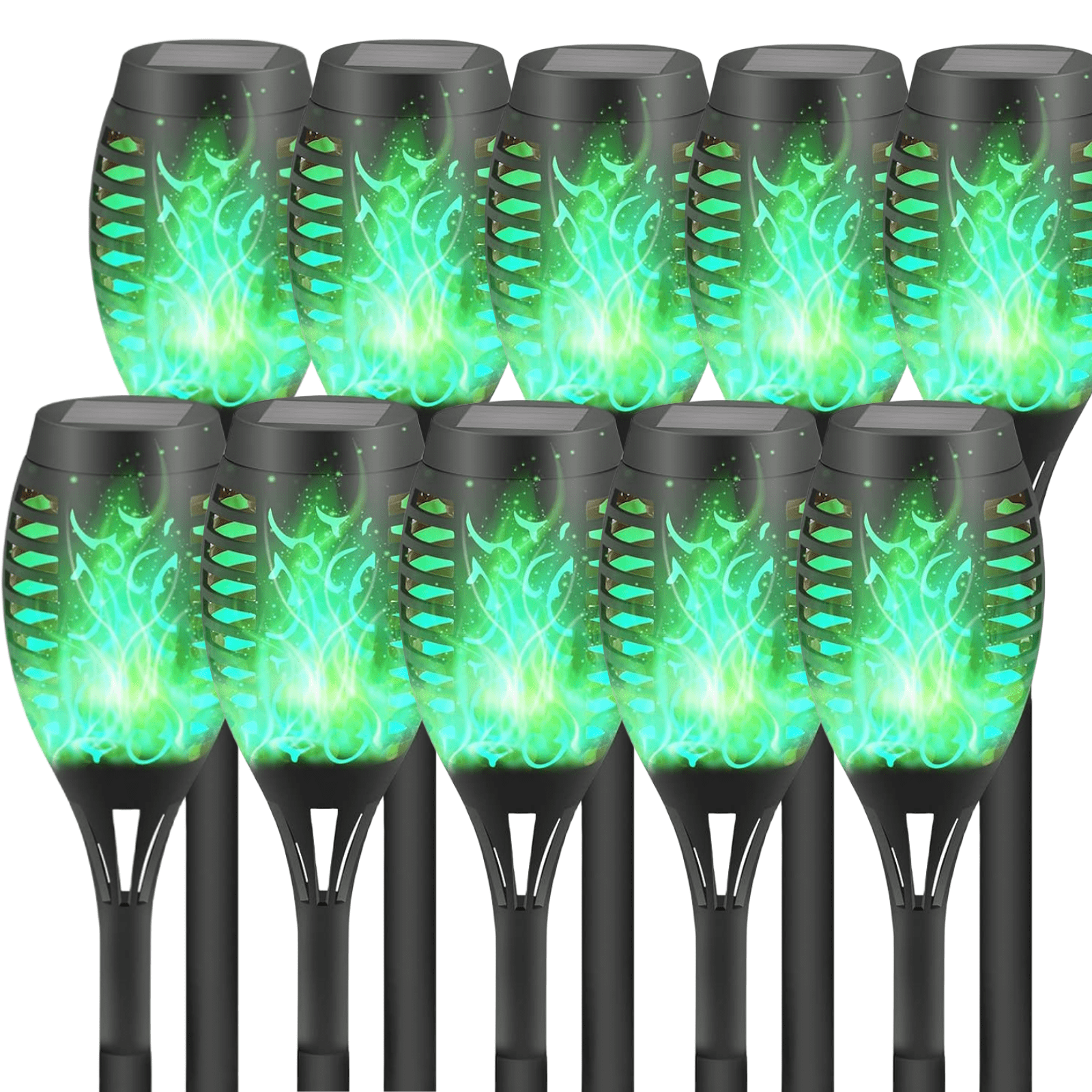 Solar Outdoor Lights, 10 Pack Solar Torch with Flickering Flame ...
