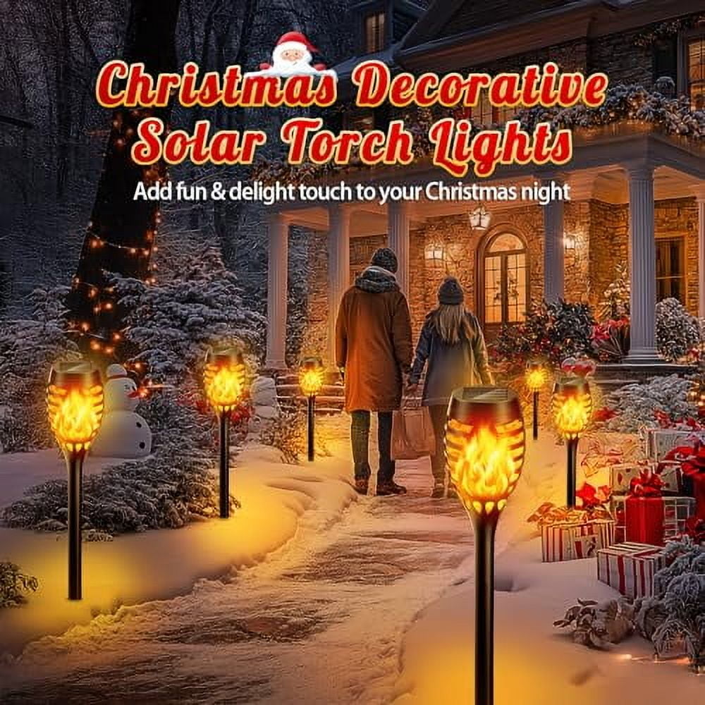 Solar Outdoor Lights, 10 Pack Solar Torch with Flickering Flame ...