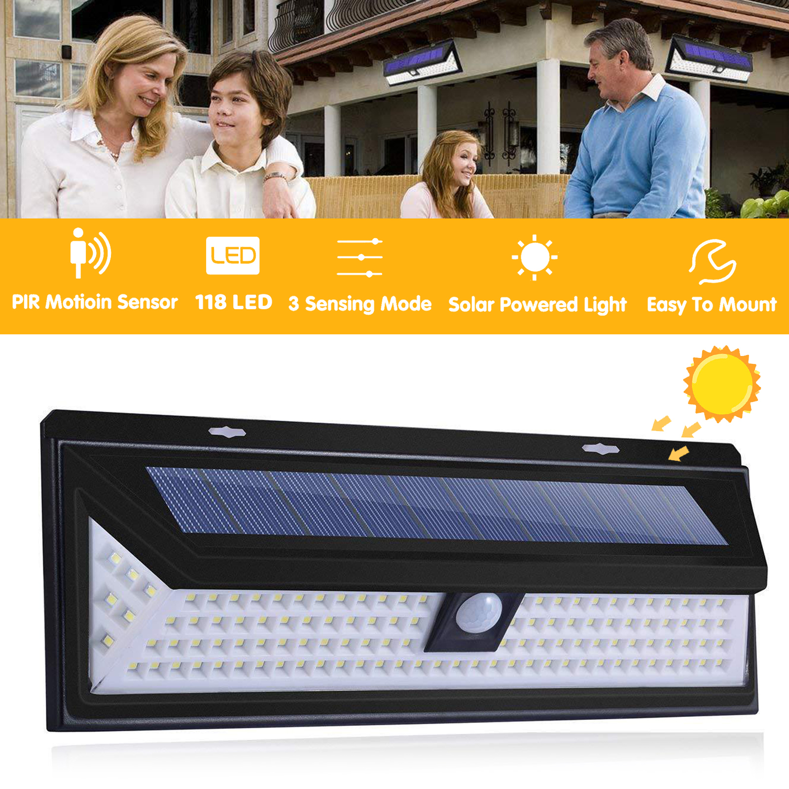 Solar Outdoor Lights(138 LED),DFITO Solar Security Lights with 3 ...