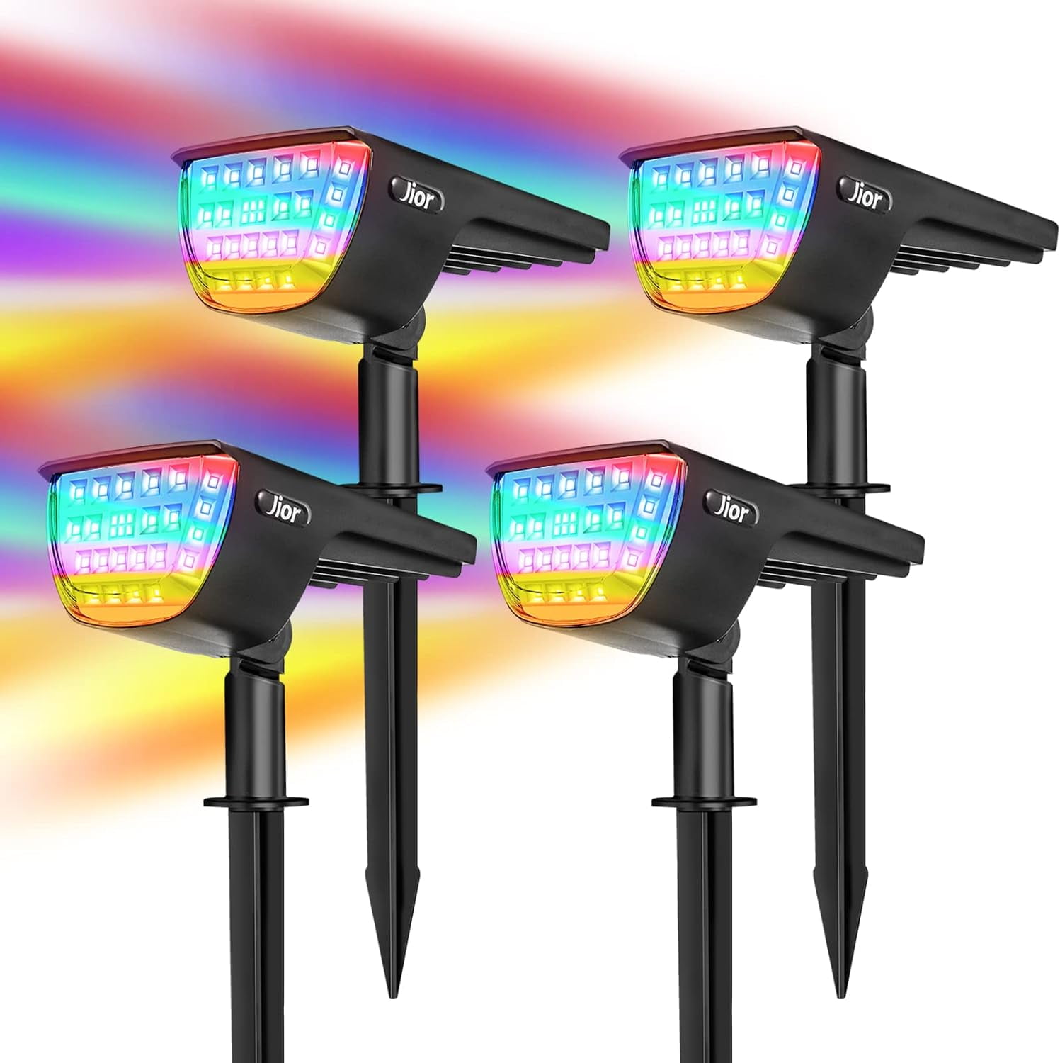 Solar Outdoor Lights,32 LED Solar Landscape Spotlights 7 Color Modes ...