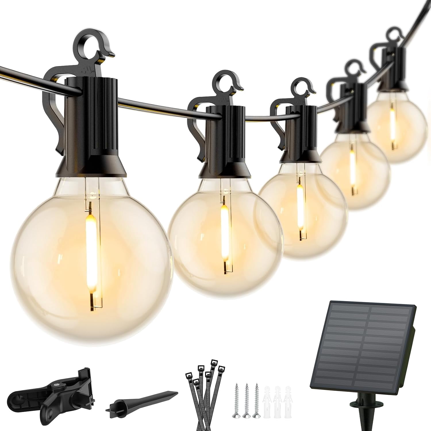 Solar Outdoor Lights - 38 FT Solar String Lights with USB Port and ...