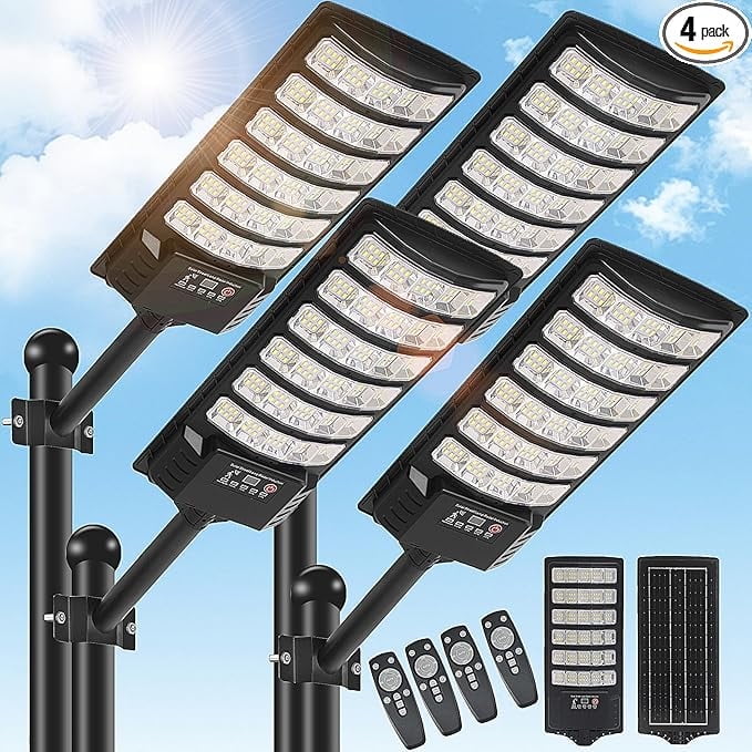 IJIL Solar Street Lights Outdoor - 7000K Waterproof Motion Sensor LED ...