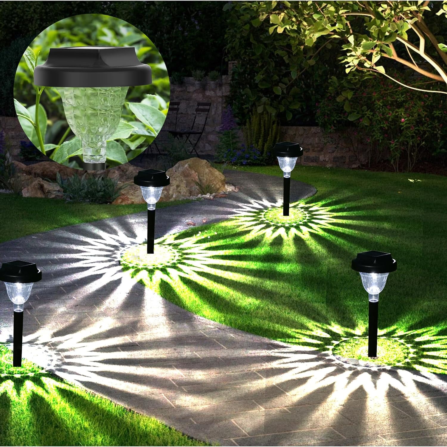Solar Outdoor Lights 6000K, Siatom IP65 Waterproof 10 Pack LED Solar ...