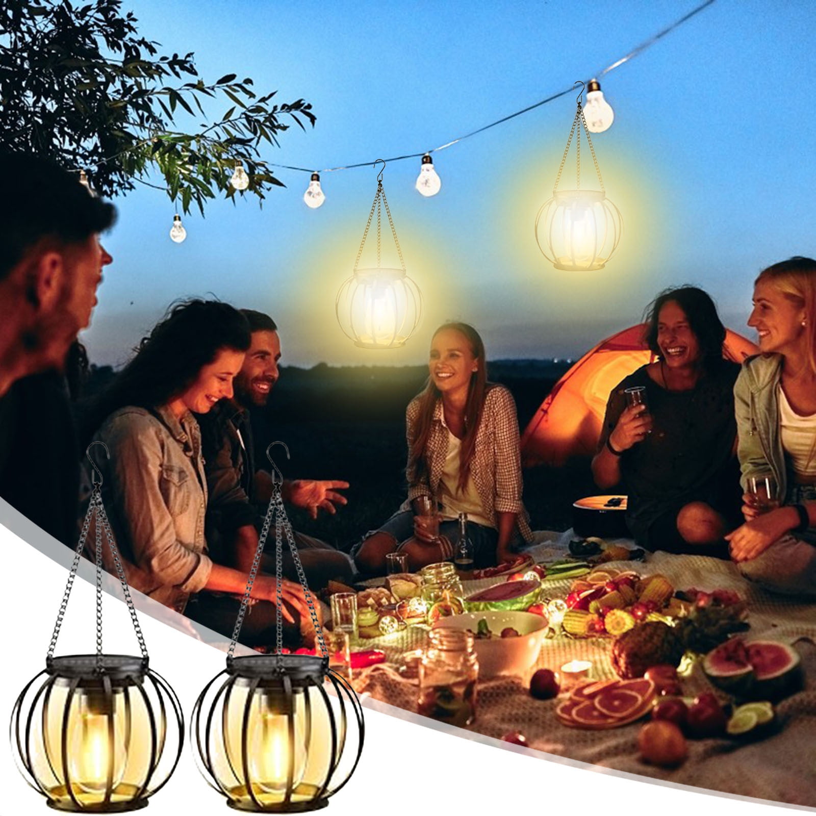 Solar Outdoor Lights, Hanging Metal Solar Lights, Outdoor Waterproof ...