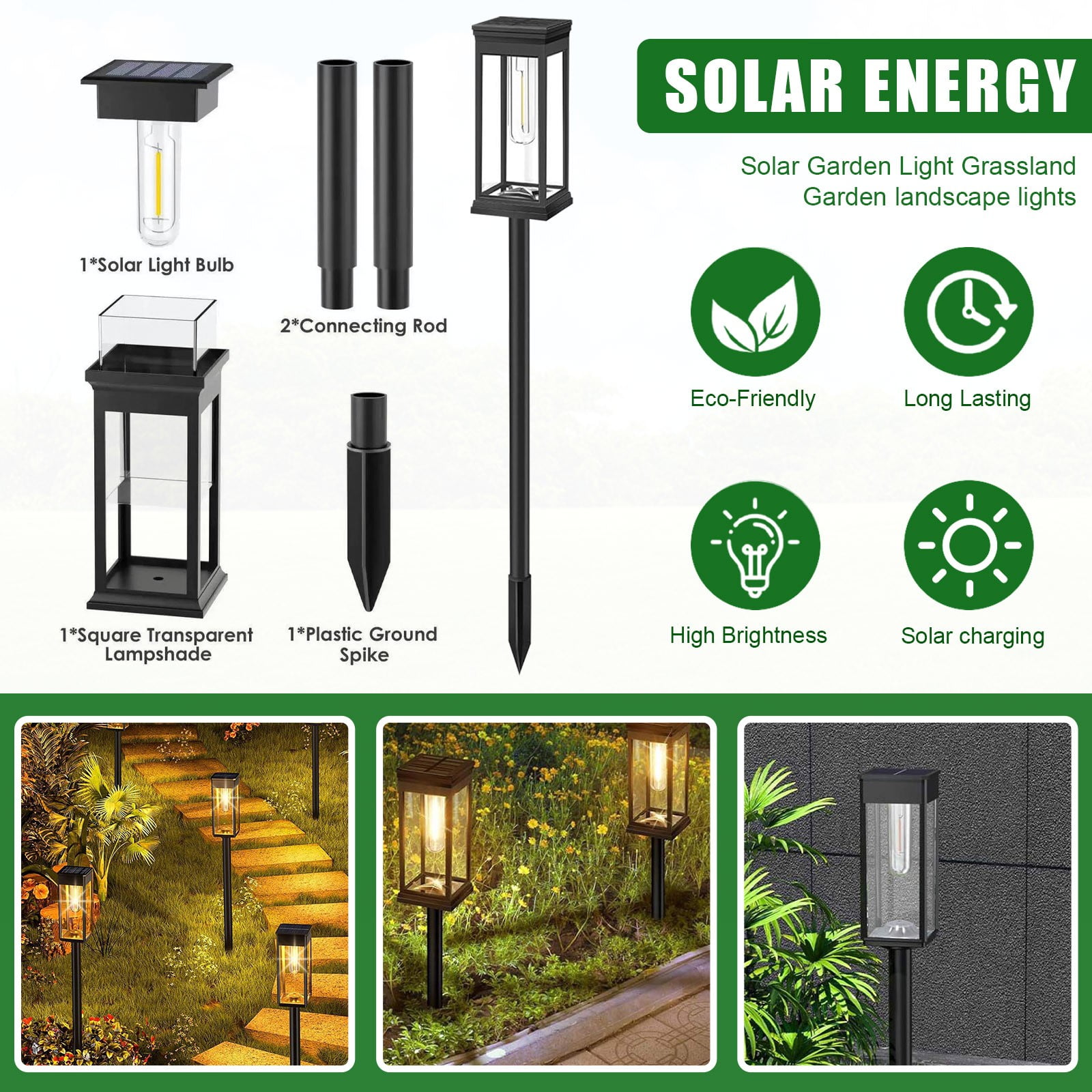 Solar Outdoor Lights, LED Solar Lights Outdoor Waterproof, Solar ...