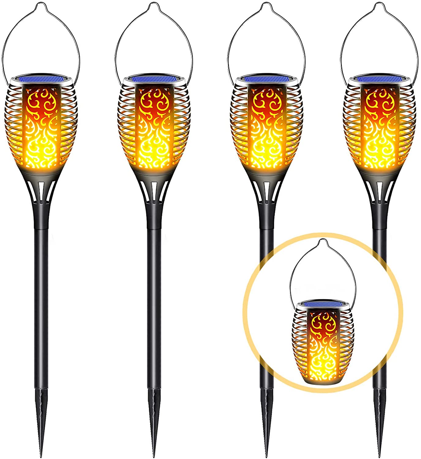 Solar Outdoor Lights, Large Solar Tiki Torches with Flickering Flame ...