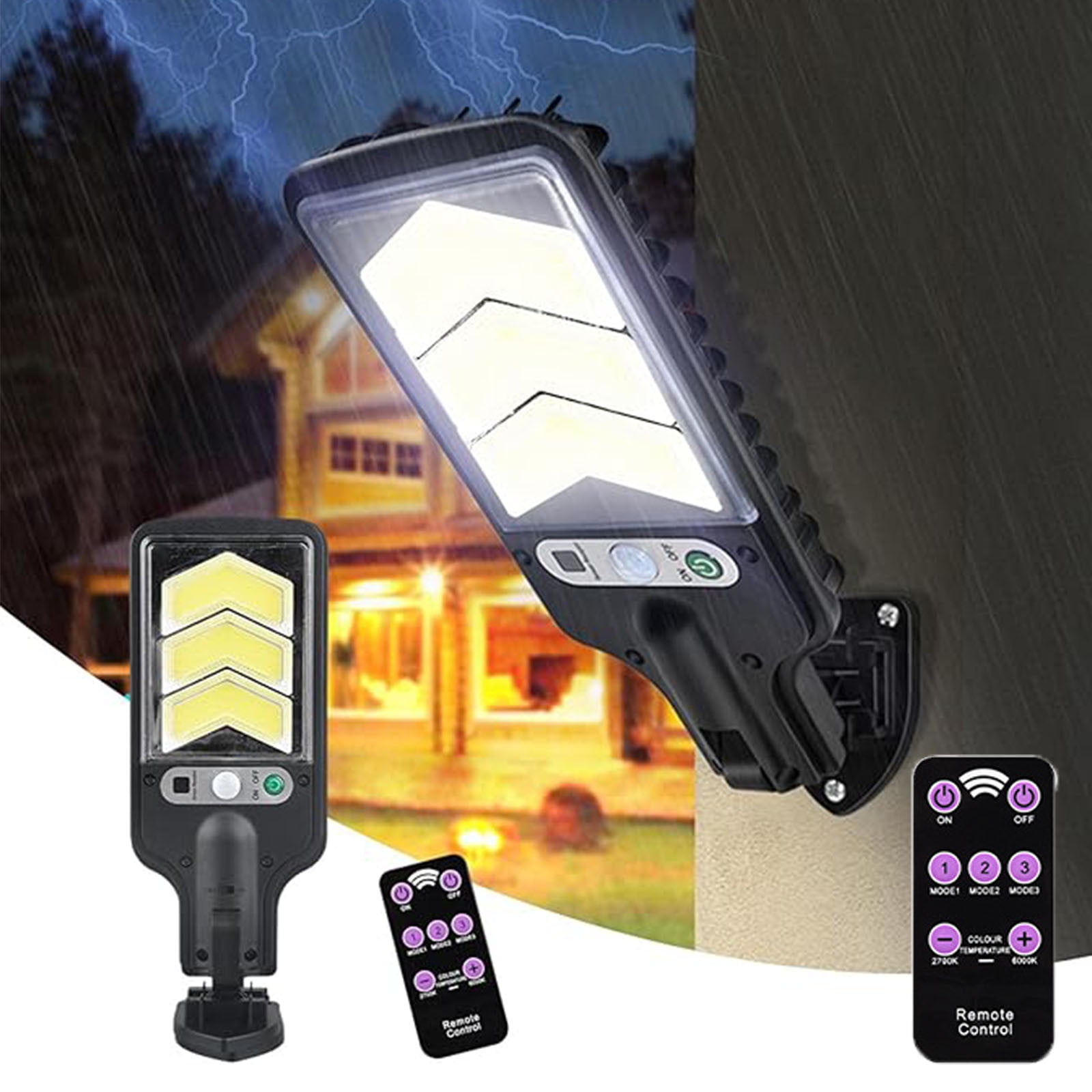 Solar Outdoor Lights Motion Sensor IP65 Waterproof LED with Remote for ...