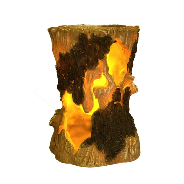 Solar Outdoor Lights, Realistic Stump Solar Flame Lantern Light ...
