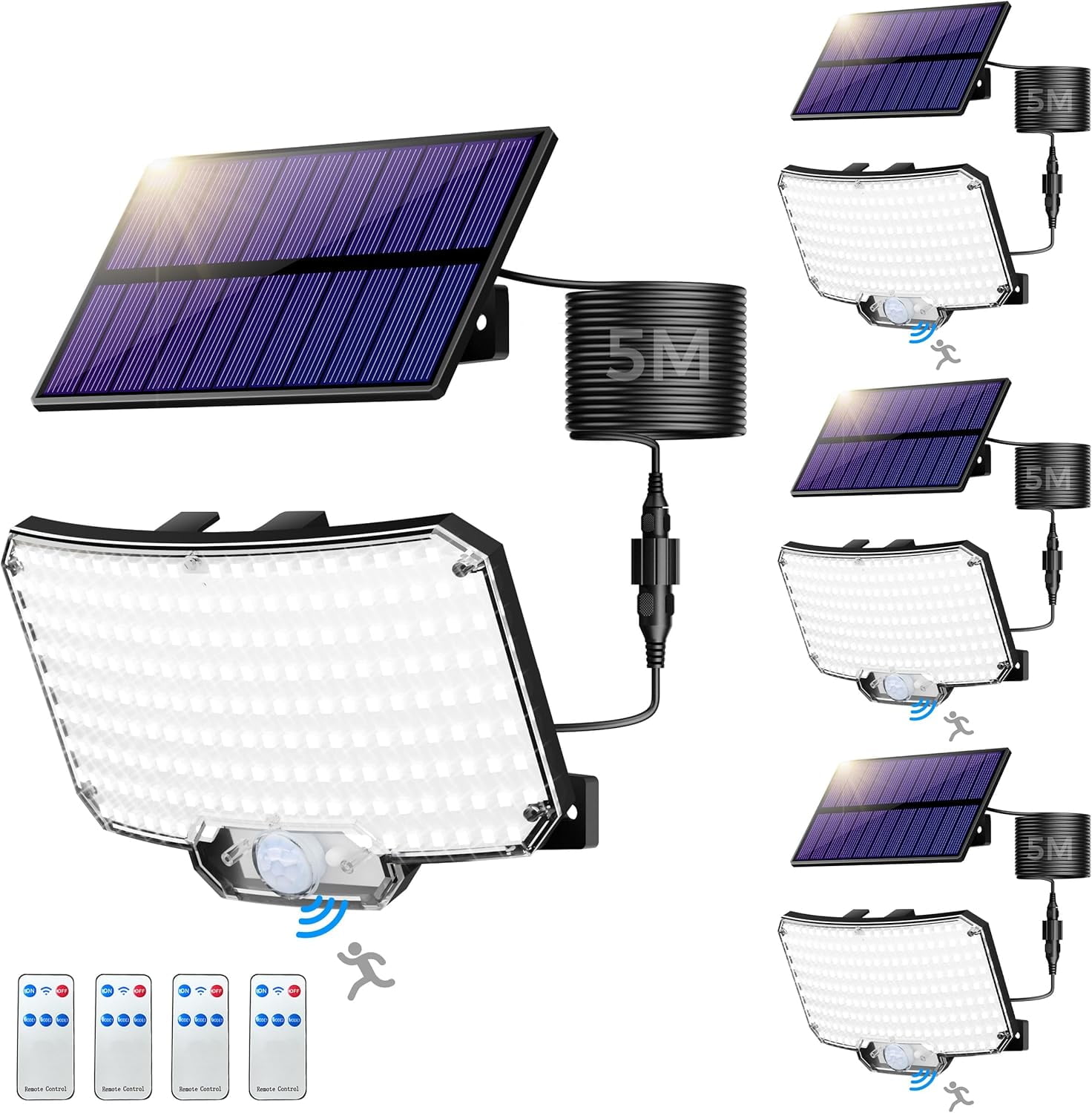 Solar Outdoor Lights with Separate Solar Panel, IP65 Waterproof Sensor ...