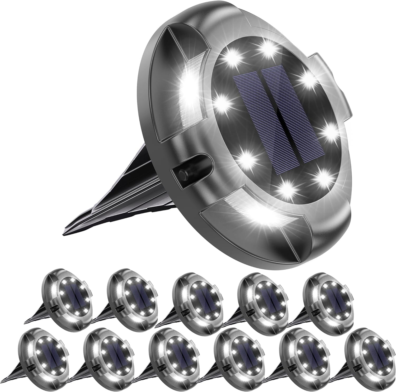 Solar Outdoor Lights Walkway Lights 12 Packs, Bright Solar Ground ...