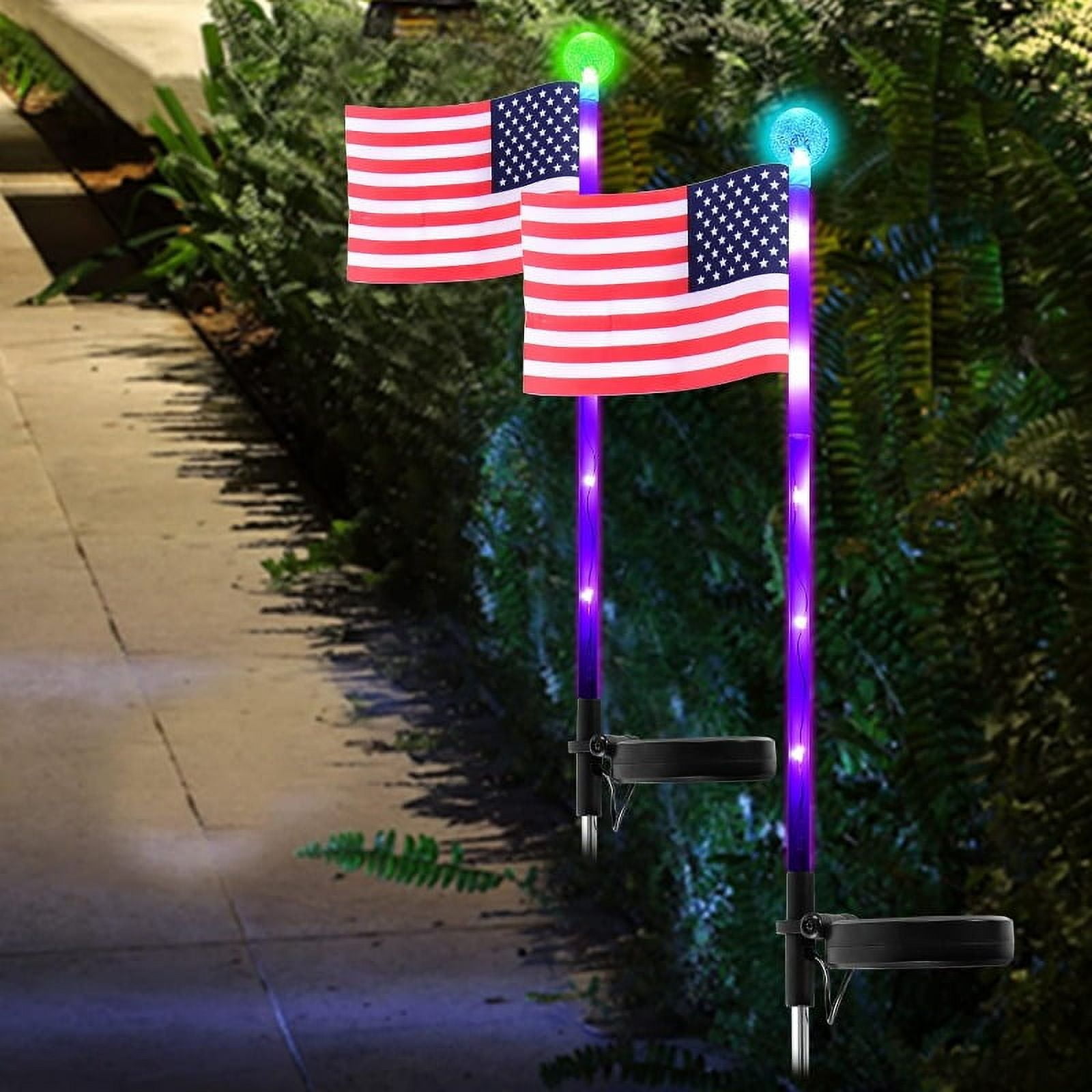 Solar Outdoor Lights Waterproof IP65 Flag Pole Light, 2 PCS 7 Color ...