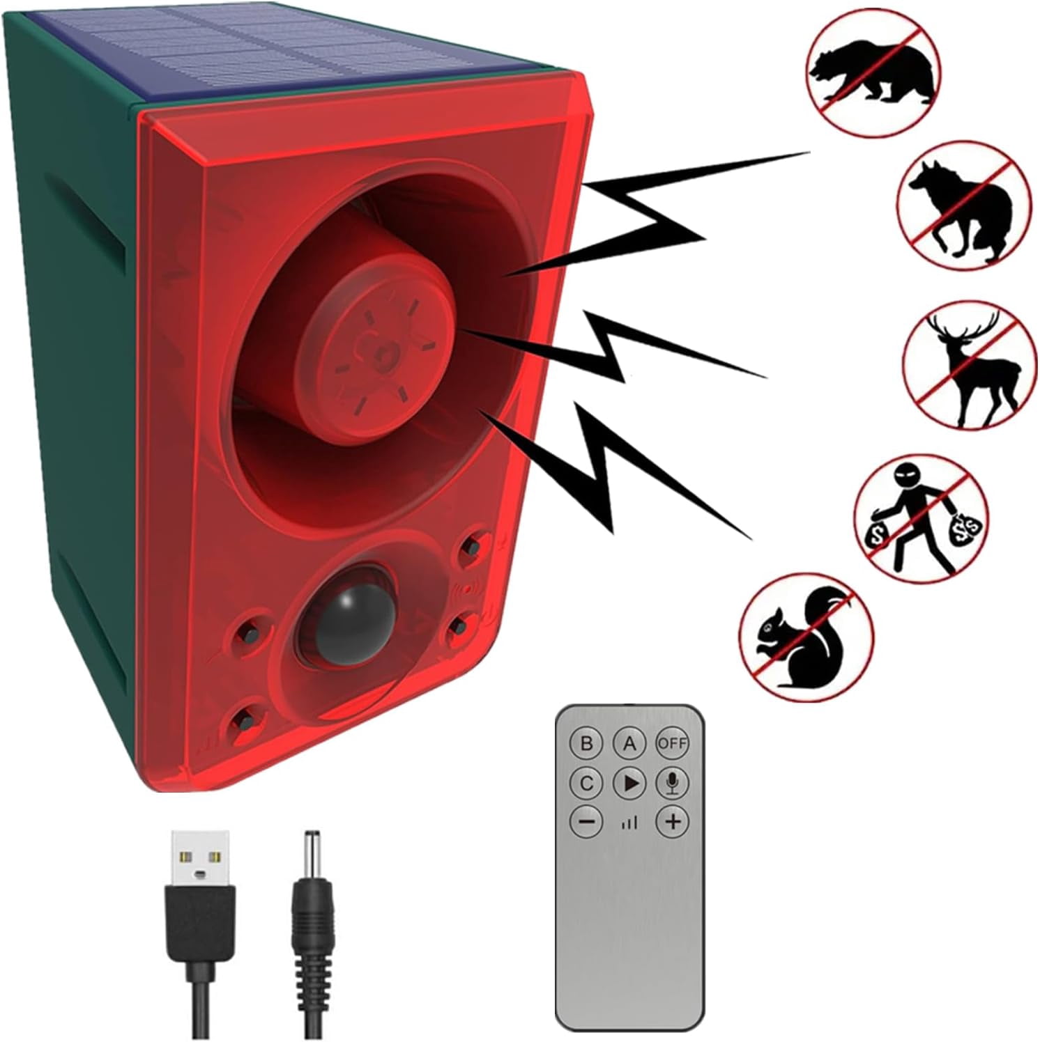 Solar Outdoor Motion Sensor Alarm-Dog Barking or Gunshot Sound,Support ...