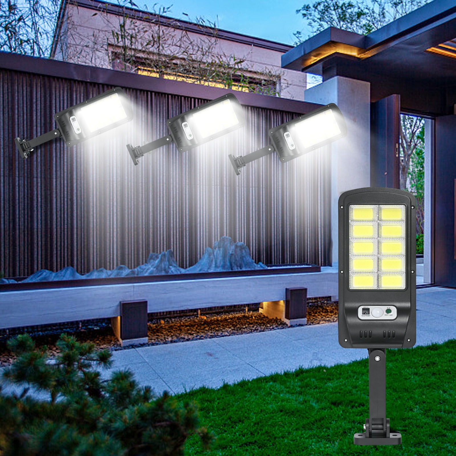 Solar Outdoor Motion Sensor Lights | 60W LED COB | IP65 Waterproof | 3 ...