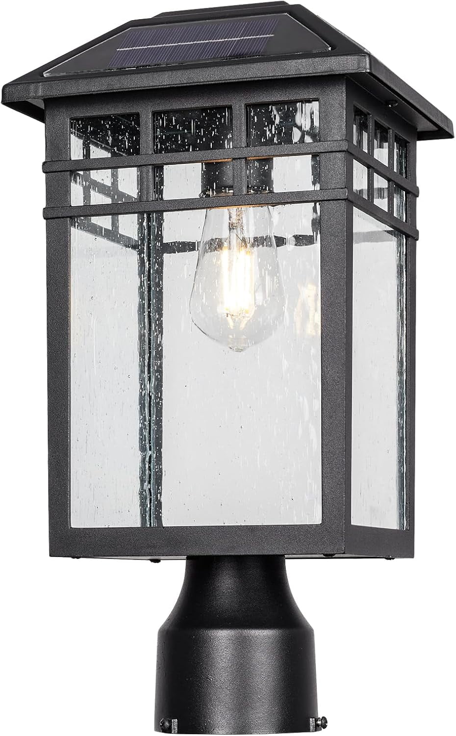 Solar Outdoor Post Light Fixture, Modern Exterior Pillar Lantern with ...