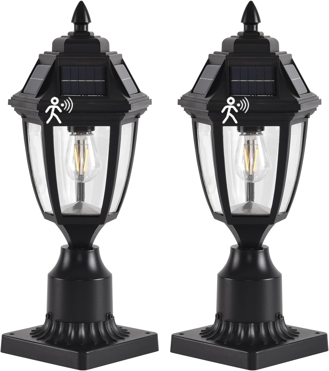Solar Outdoor Post Lights 2 Pack, Dusk to Dawn Outdoor Column Light ...