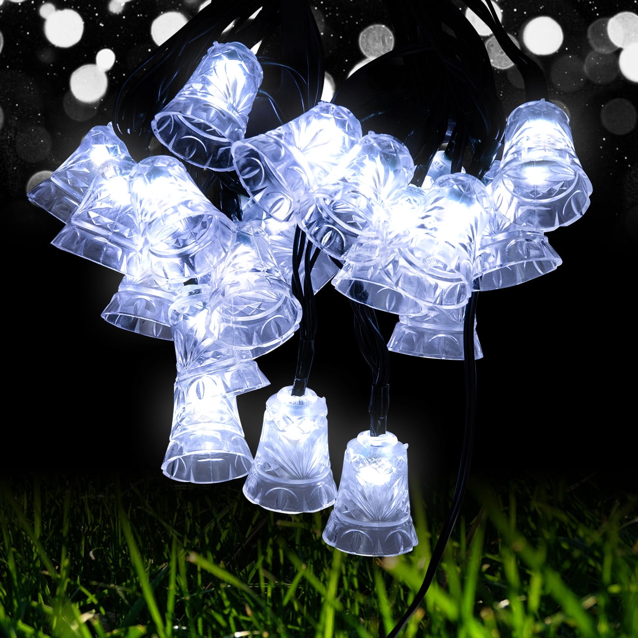 Solar Outdoor Solar String Lights, 30 LED Bell Lights, 25.5FT Patio ...