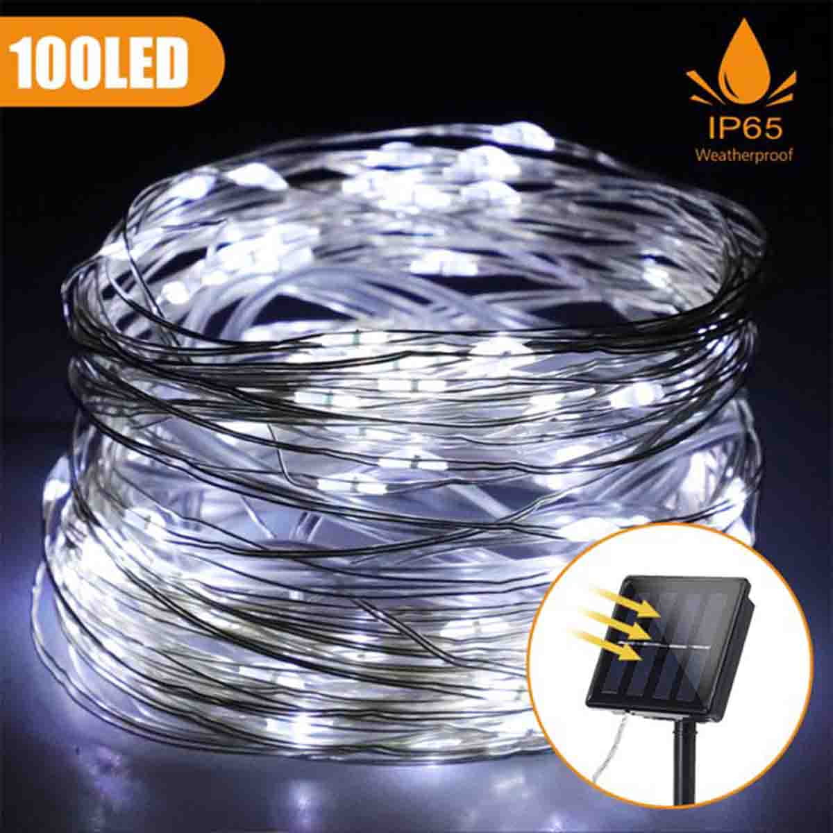 Solar Outdoor String Lights, 39Ft 100 LED Patio Lights with Glowing ...