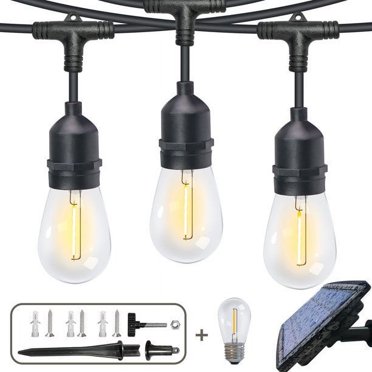 Better Homes Gardens Solar Powered LED String Lights, 15 Filament Bulbs ...