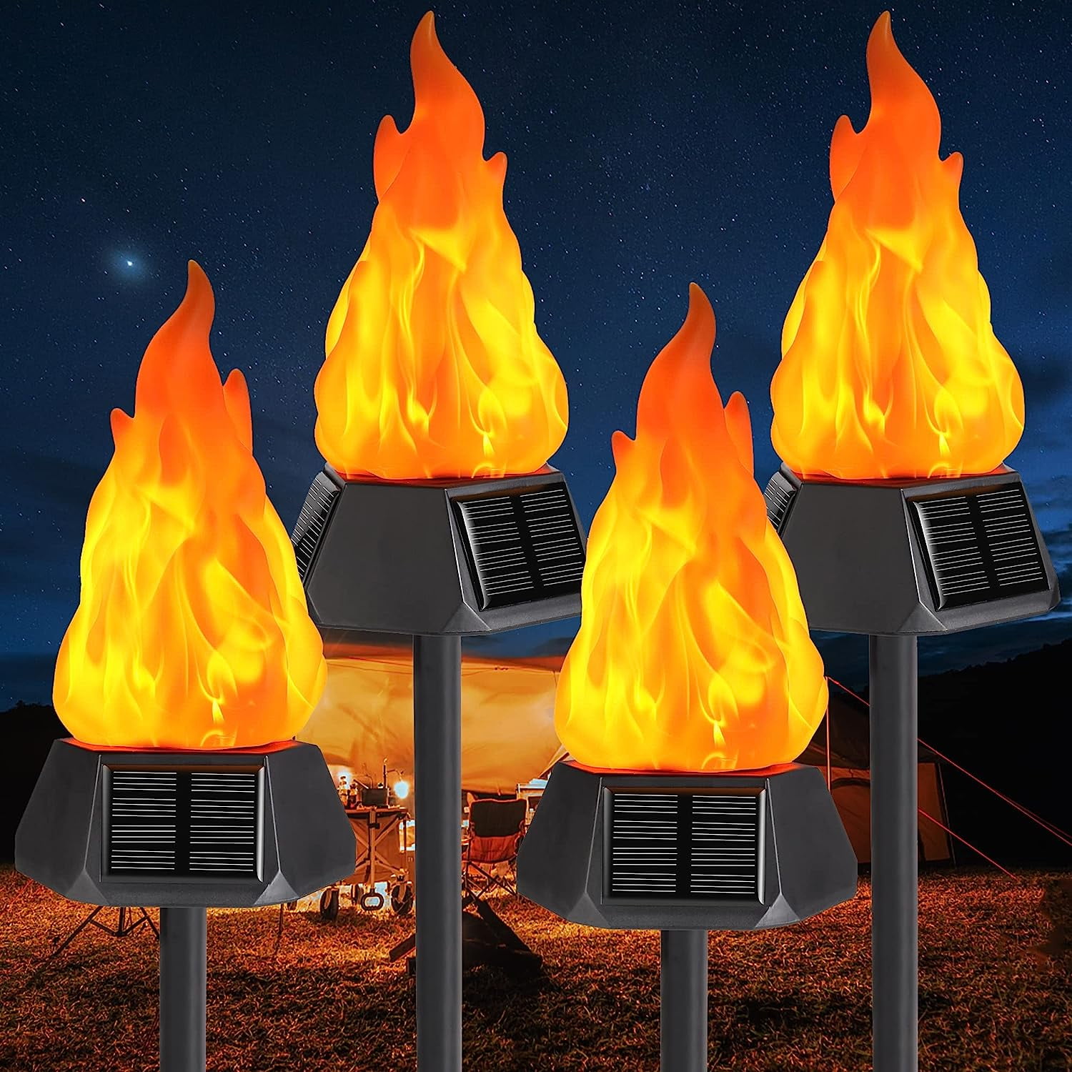 Solar Halloween Lights Outdoor, 4 Pack Solar Torch Lights with ...