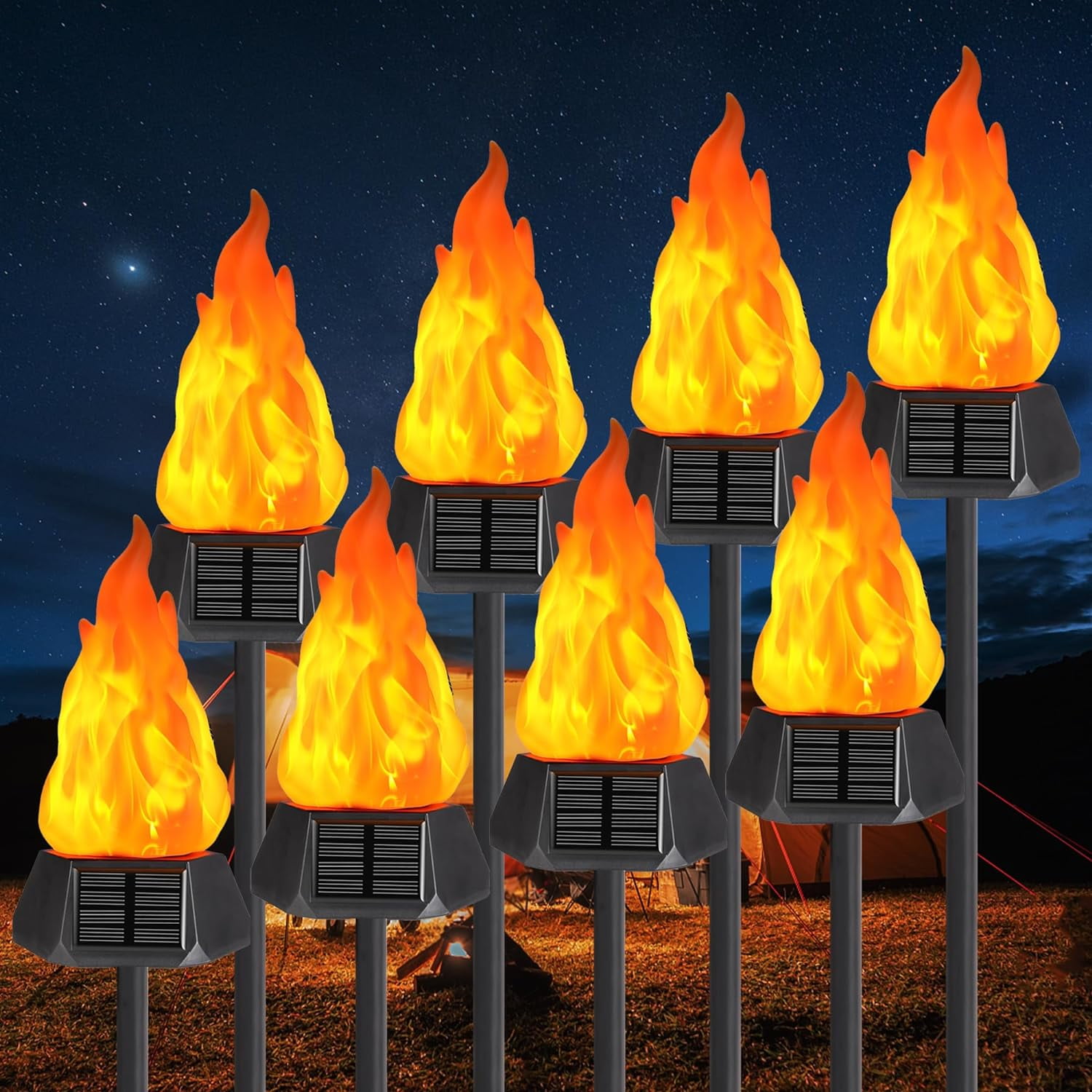 Solar Outdoor Torch Lights with Flickering Flame, Solar Pathway ...