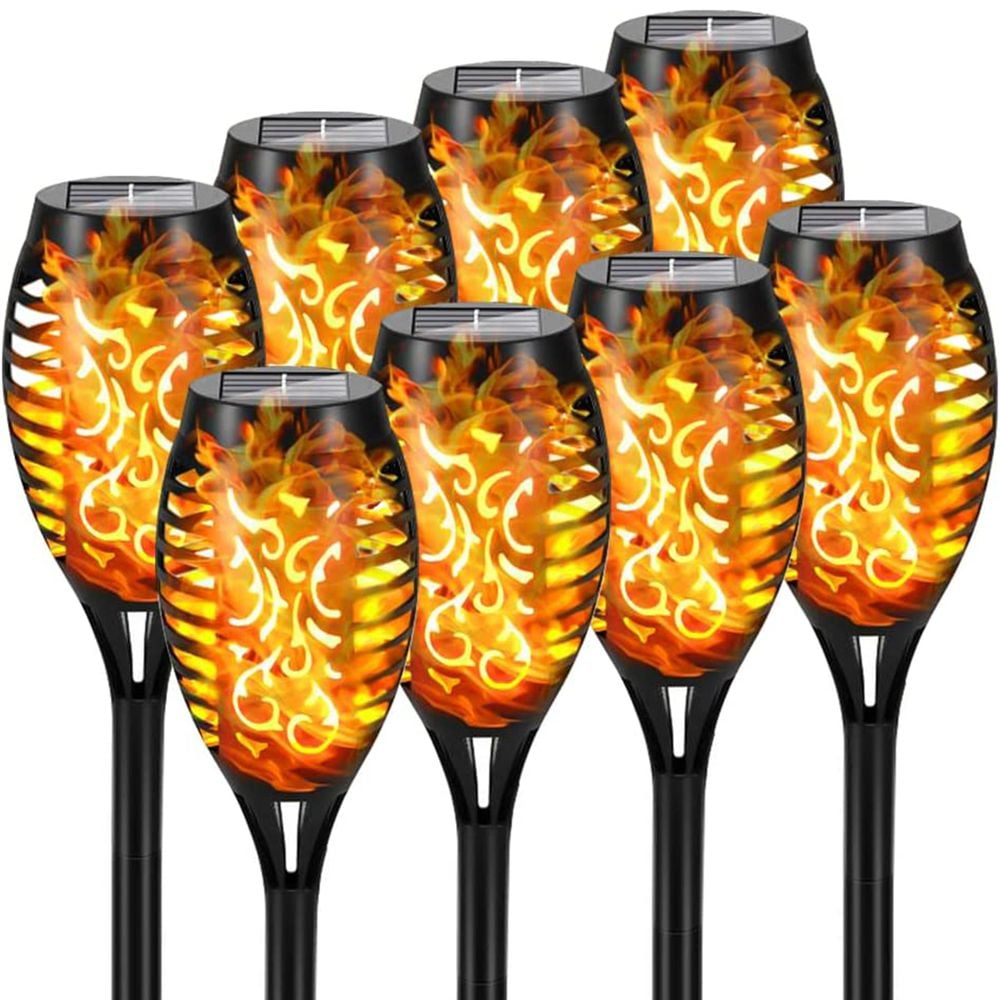 Solar Outdoor Torch Lights with Flickering Flame, IP65 Waterproof LED ...