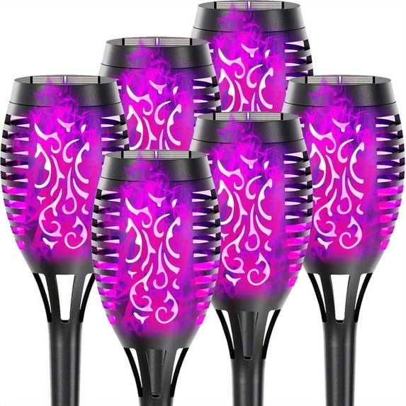 Solar Outdoor Torch Lights with Flickering Flame, IP65 Waterproof LED ...