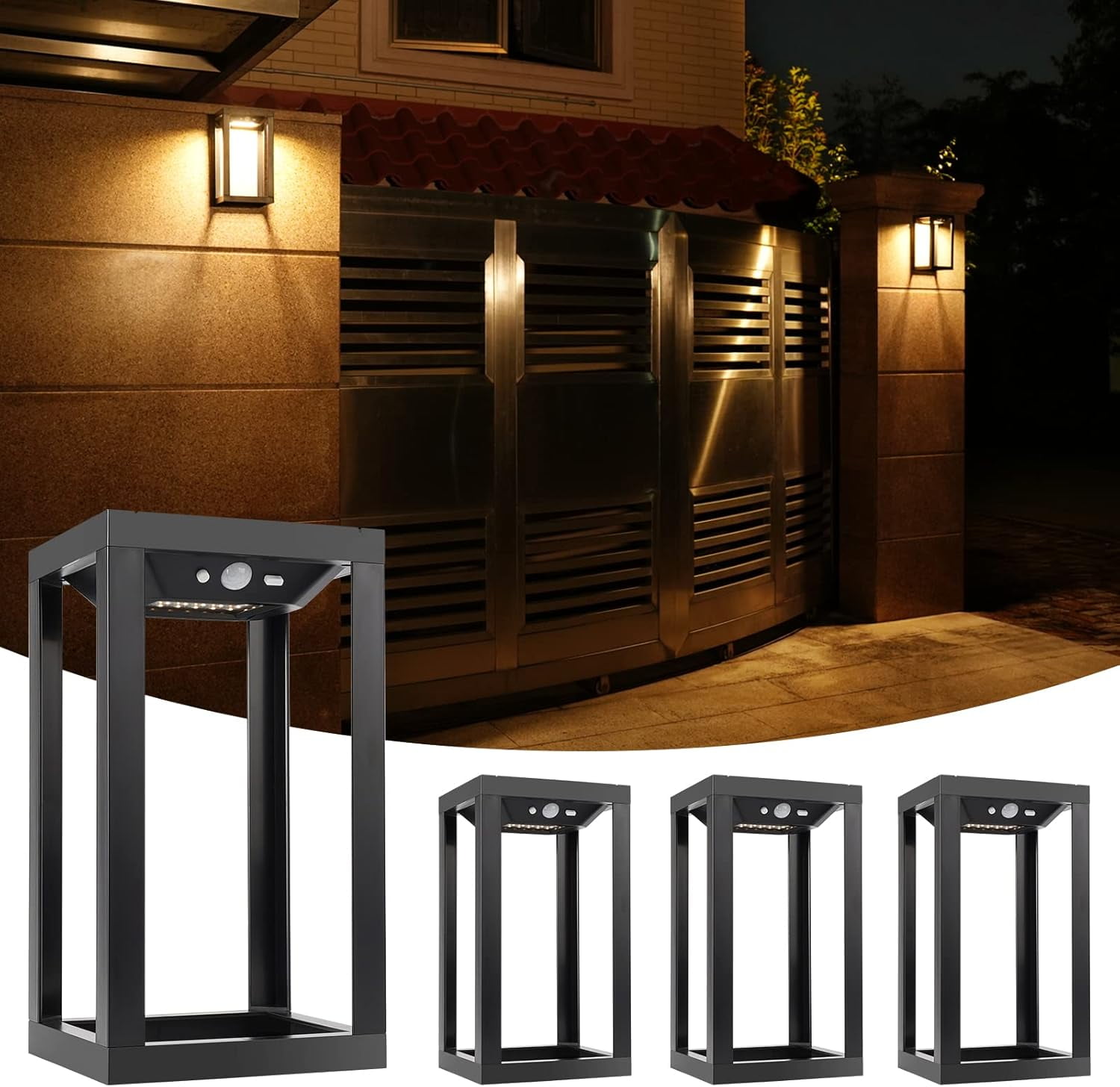 Solar Outdoor Wall Lights，Motion Sensor Dusk to Dawn Solar Porch Lights ...