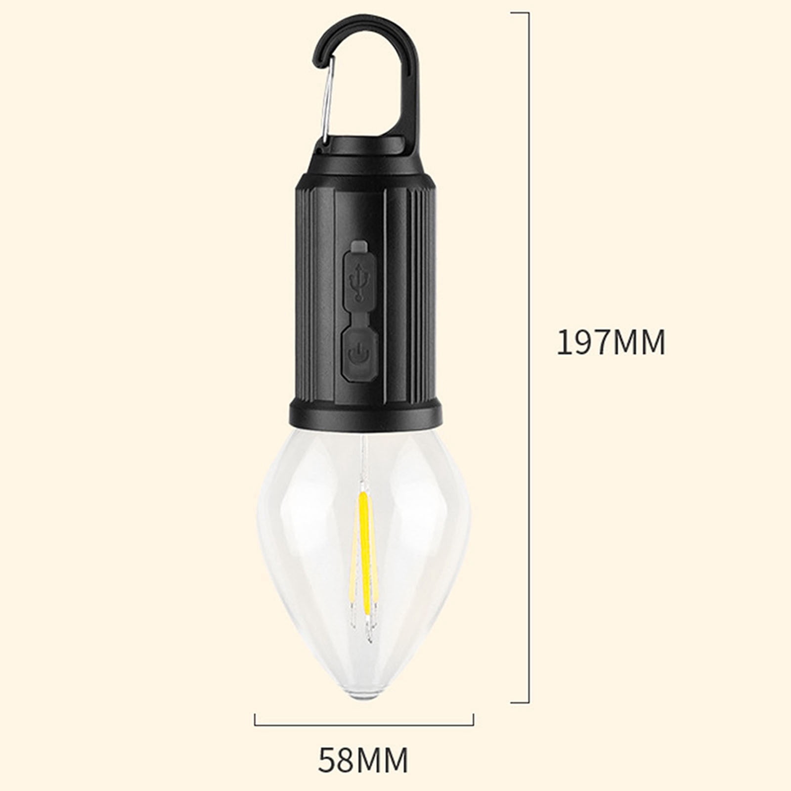 Solar Outdoor Warm Light Bulb, LED Camping Light, Rechargeable Battery ...
