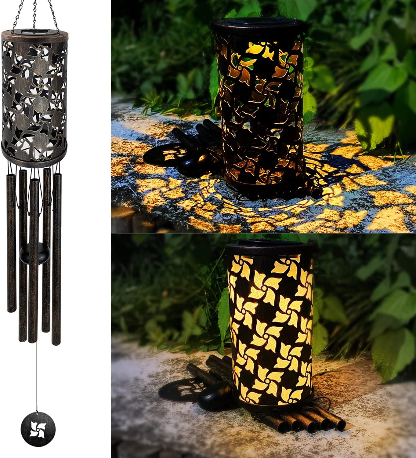 Walmart Solar Outdoor Metal Powered Wind Chimes LED Lantern Light ...