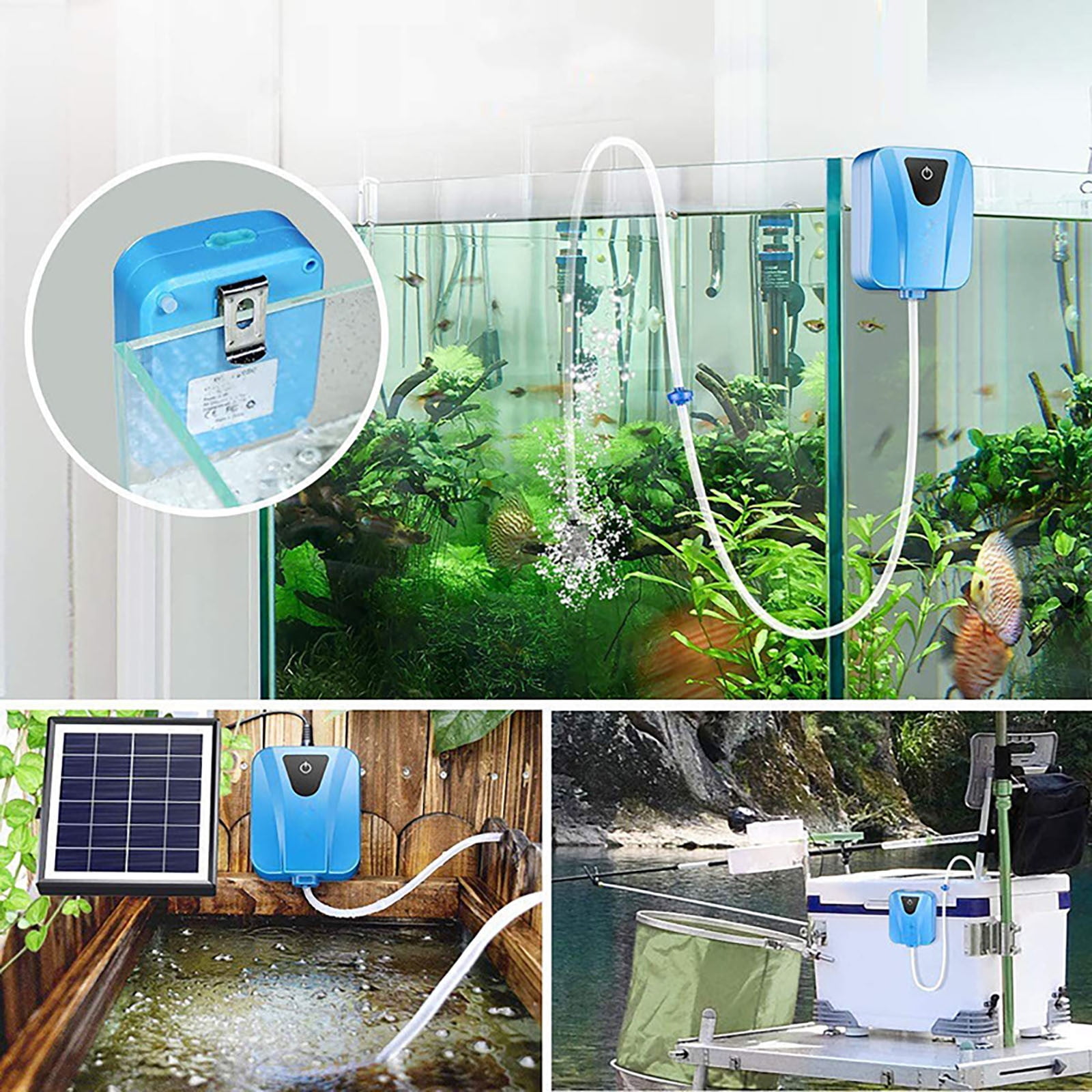 Solar Oxygen Pump | Portable Outdoor & Household Fish Pond Oxygenator ...