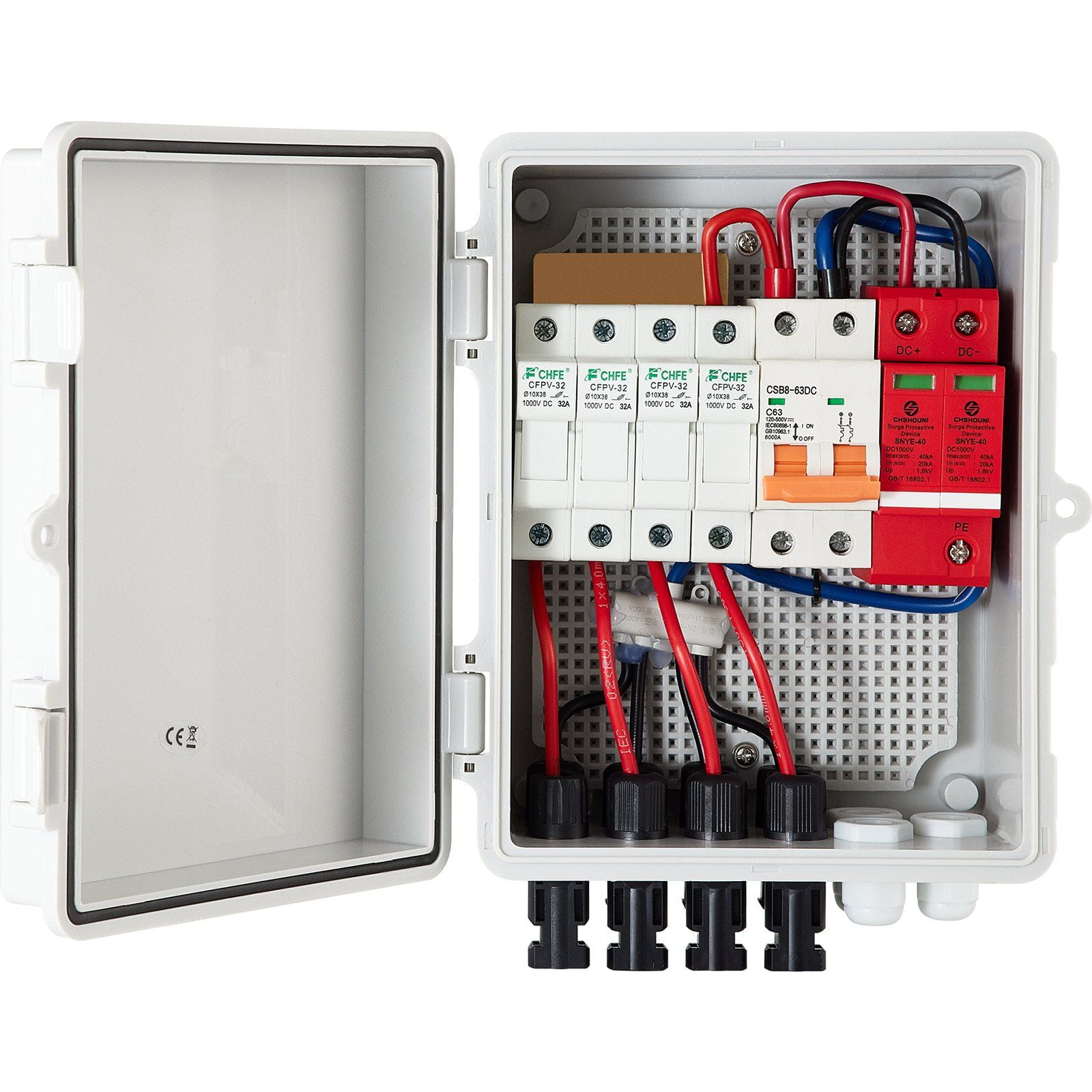 Solar PV Combiner Box, 4 String Input with 15A Fuse & 63A Breaker ...