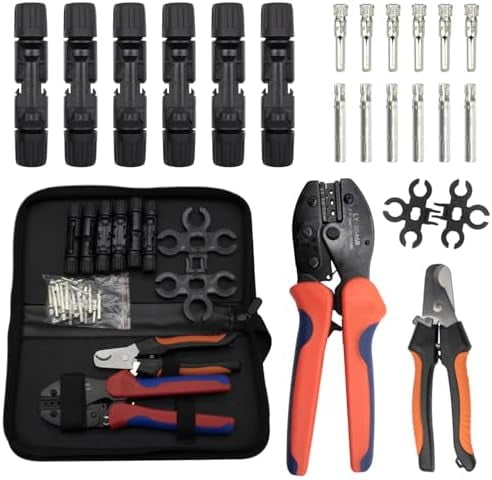 Solar PV Panel Crimping Tool Kit With Wire Stripper, 6 Pairs Solar ...