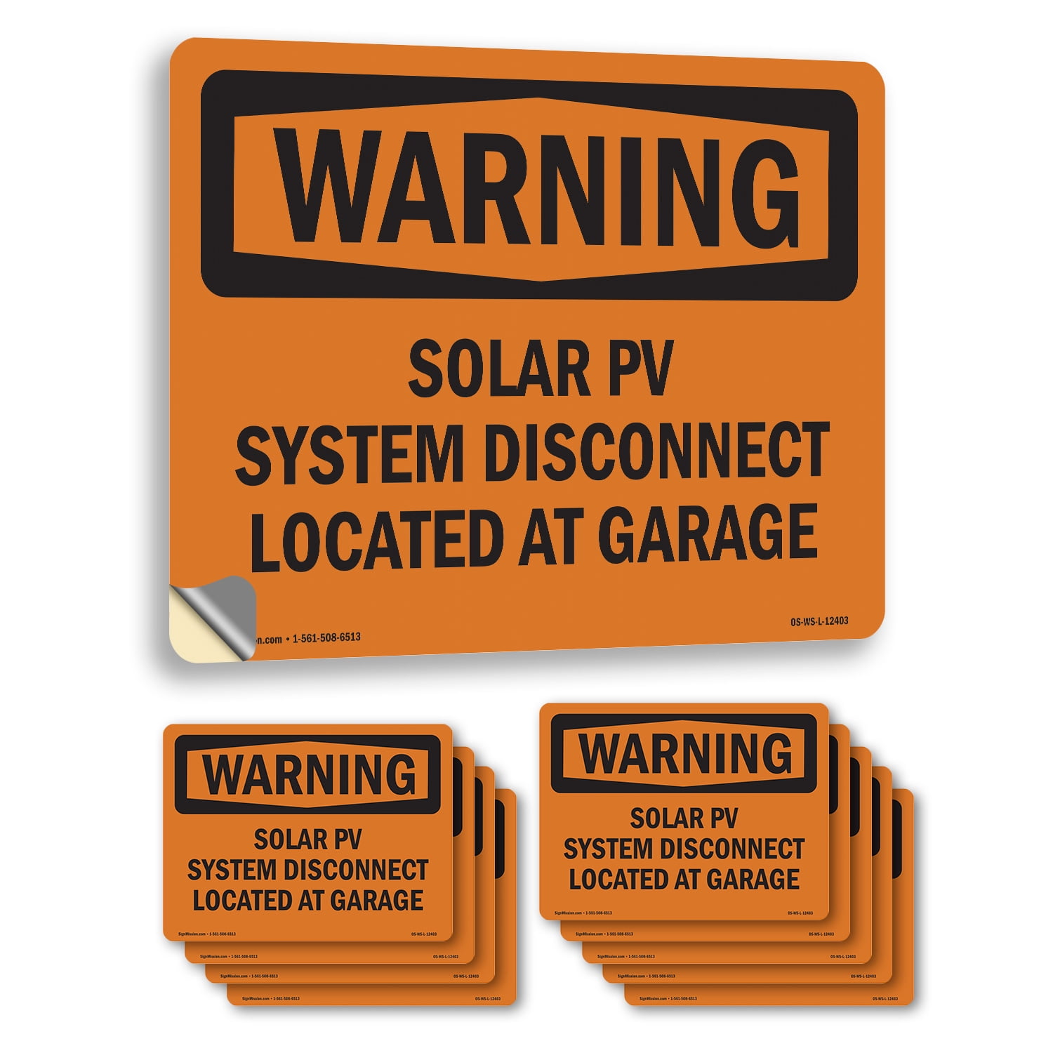 Solar PV System Disconnect Located At Garage OSHA WARNING Vinyl Decal ...