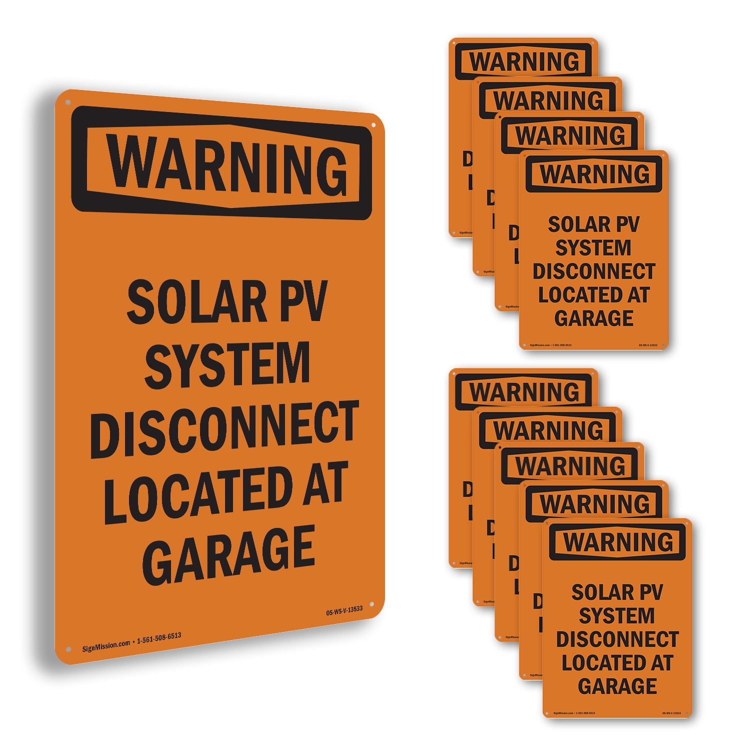 Solar PV System Disconnect Located OSHA WARNING Rigid Plastic Sign 10 ...