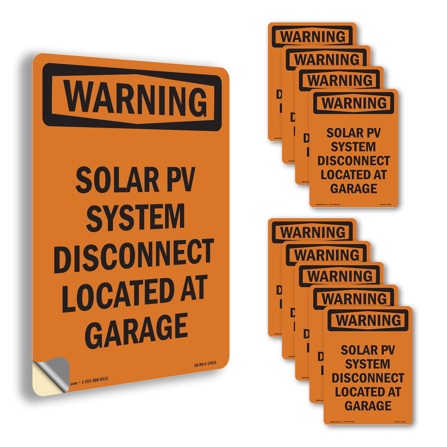 Solar PV System Disconnect Located OSHA WARNING Vinyl Decal Label 10 ...