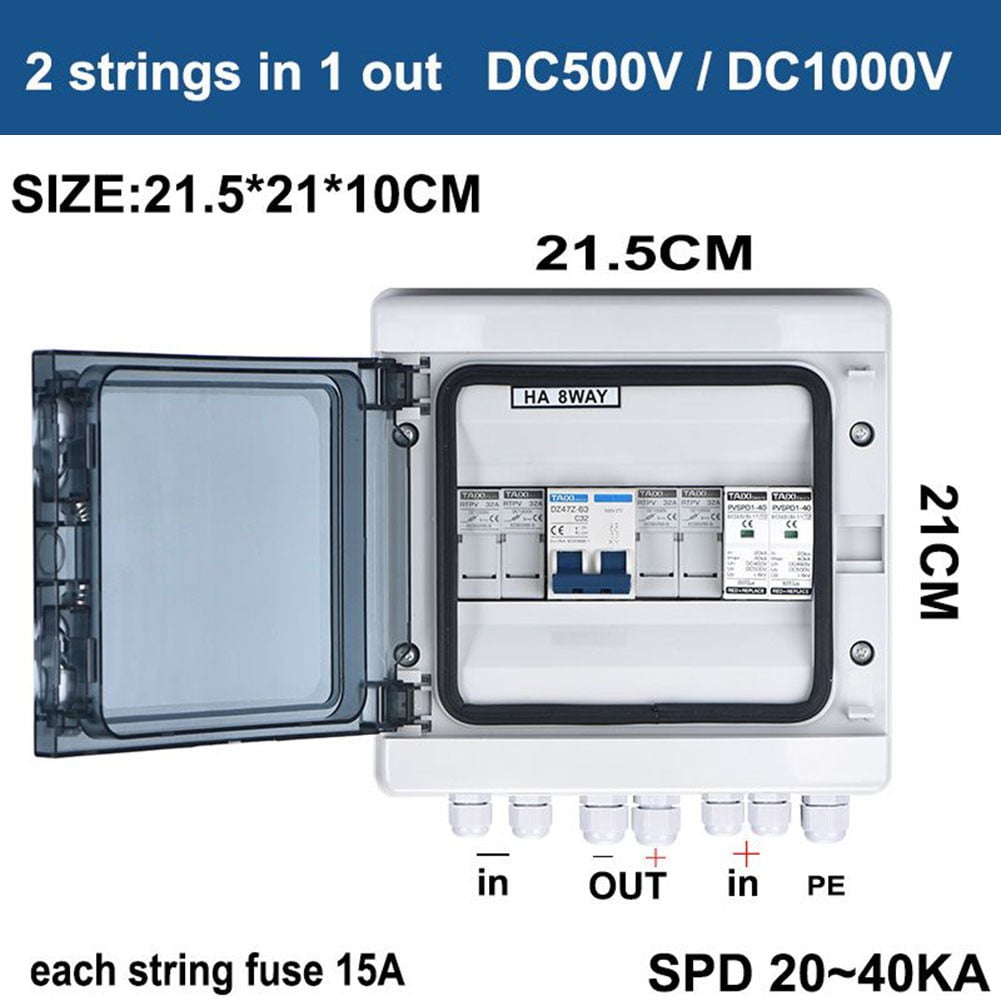 Solar PV combiner box fuse MCB SPD waterproof box IP65 with protection - Walmart.com